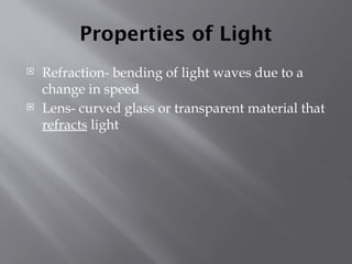 properties of light lesson for grade 8 students | PPTX