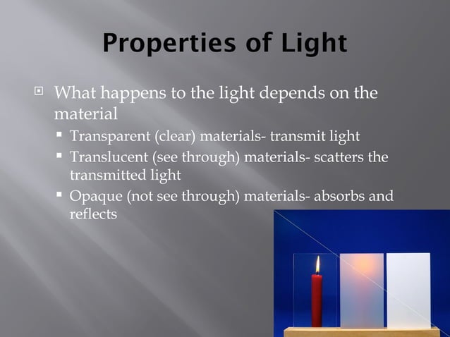 properties of light lesson for grade 8 students | PPTX