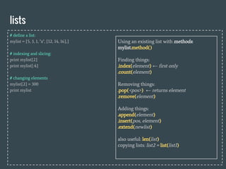 Class 6: Lists & dictionaries | PPT