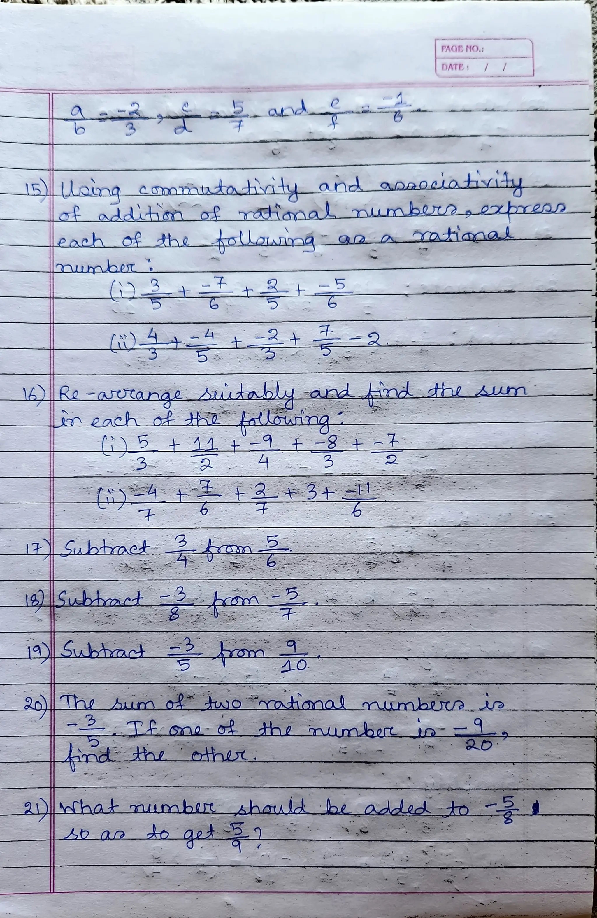 CBSE Grade 8 Mathematics Rational Numbers Worksheet (RDS) | PDF