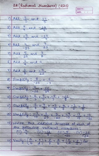 CBSE Grade 8 Mathematics Rational Numbers Worksheet (RDS) | PDF