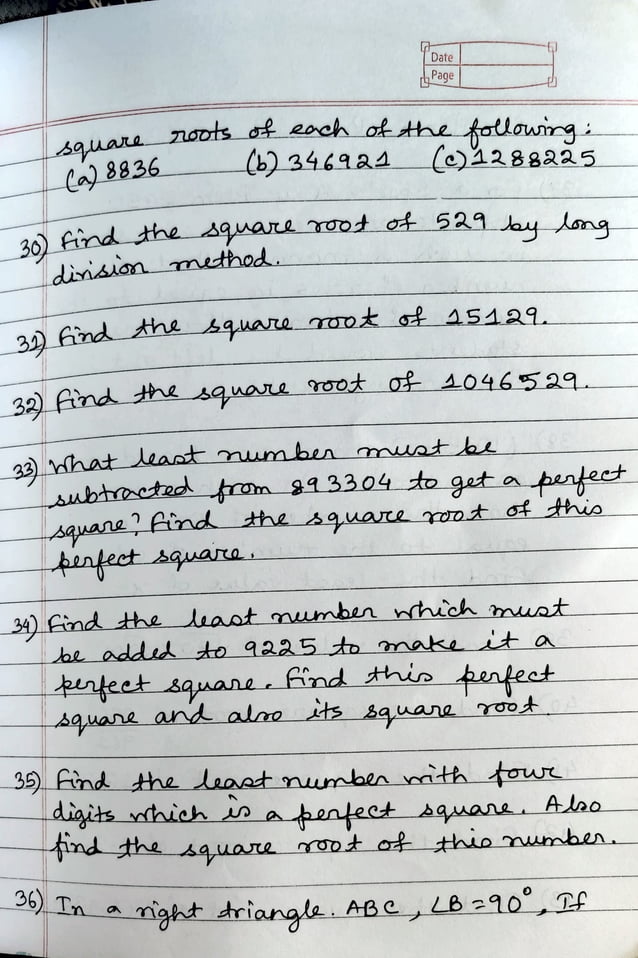 Grade 8 - CBSE - Square and Square Roots - Worksheet (MK) | PDF