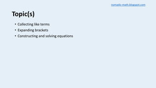 Grade 8 Simplifying Expressions and Solving Equations Cambridge [PPT] | PDF