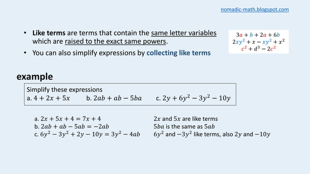 Grade 8 Simplifying Expressions and Solving Equations Cambridge [PPT ...