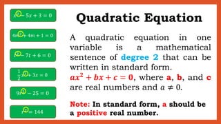 Quadratic Equation Definition