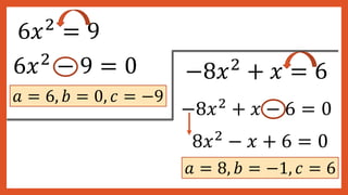 Quadratic Equation Standard Form