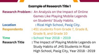 How to make a good research title? Come find out! | PDF
