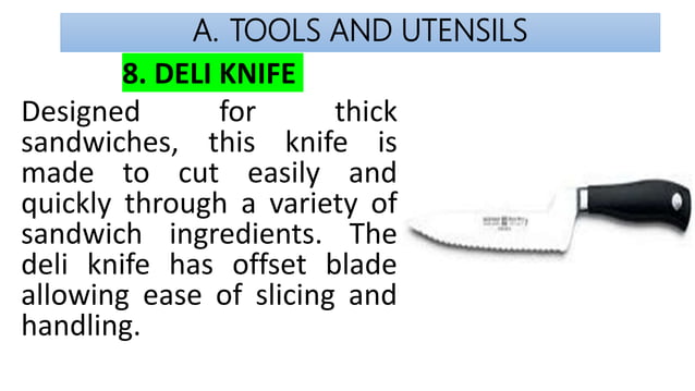 Tools, utensils and equipment in preparing sandwiches | PPTX