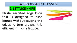 Tools, utensils and equipment in preparing sandwiches | PPTX