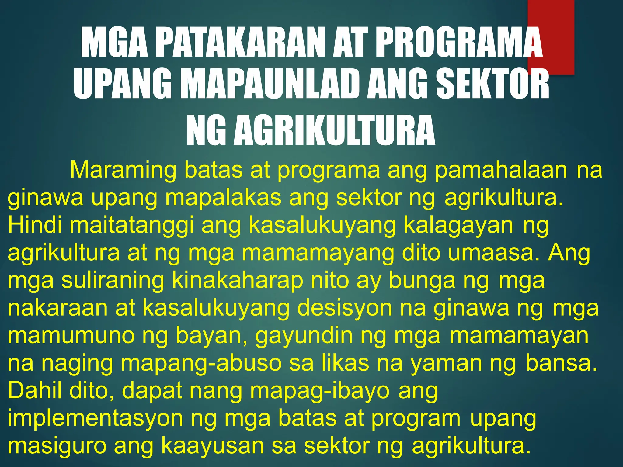 G9 AP Q4 Week 4 Suliranin ng Sektor ng Agrikultura.pptx