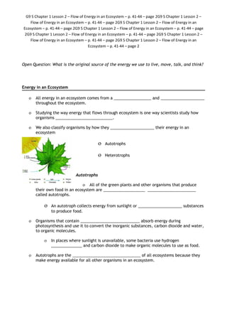 G9 ch2.2 energy in an ecosystem | RTF