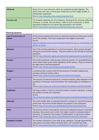 G9 chemistry vocabulary | PDF