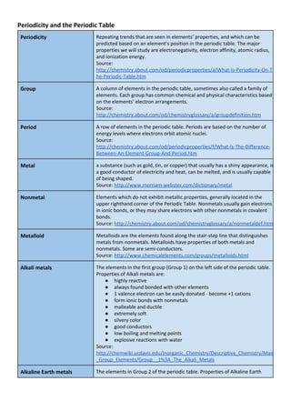Grade 8 chemistry vocabulary list | PDF
