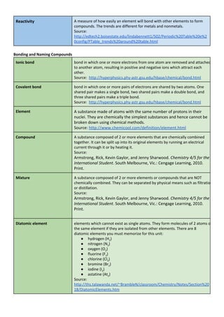 Grade 8 chemistry vocabulary list | PDF
