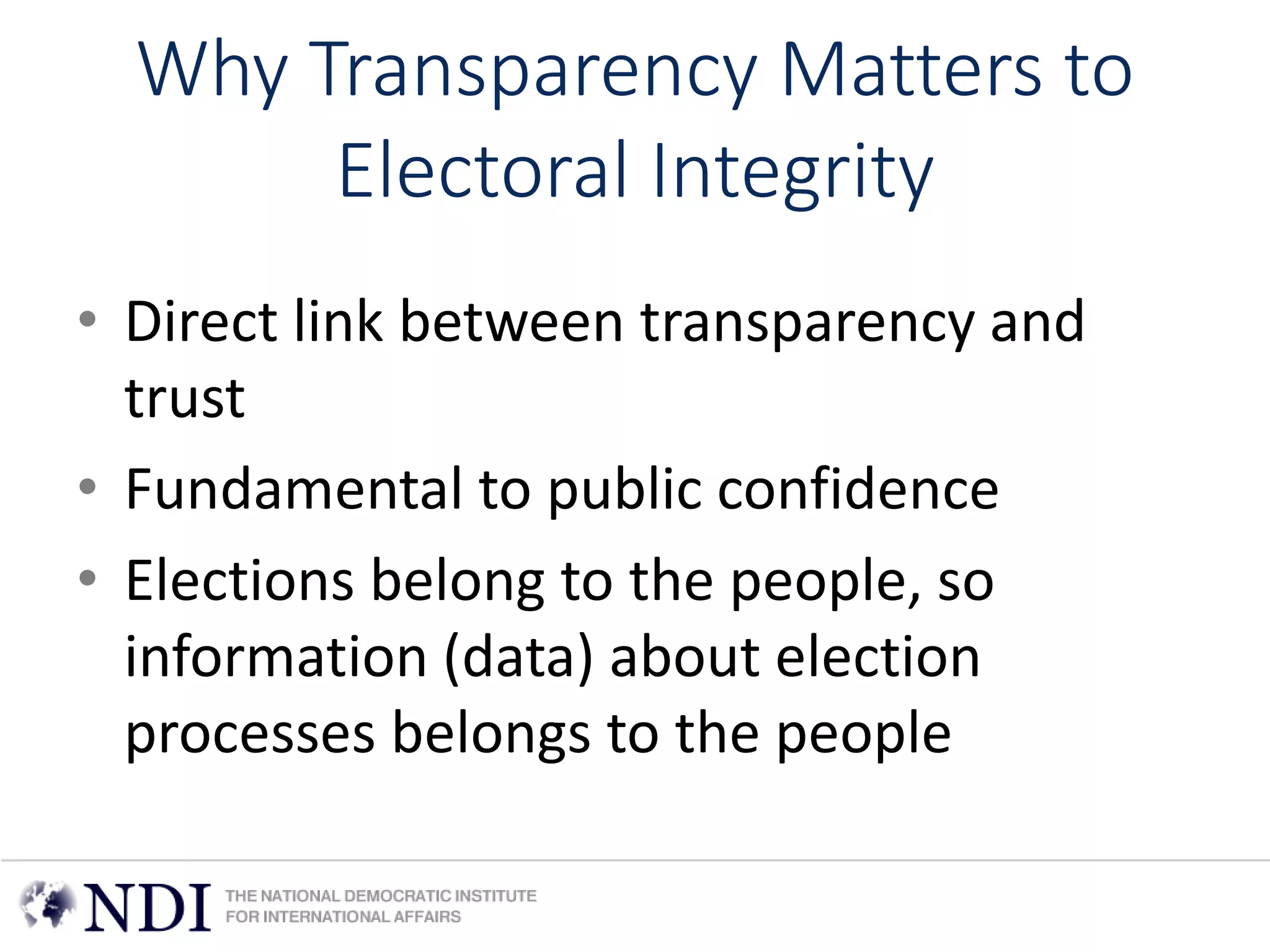 Electoral transparency and open election data - michael mcnulty (ndi) | PPT