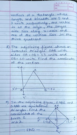 CBSE Grade 9 Mathematics Coordinate Geometry Worksheet (MLA) | PDF