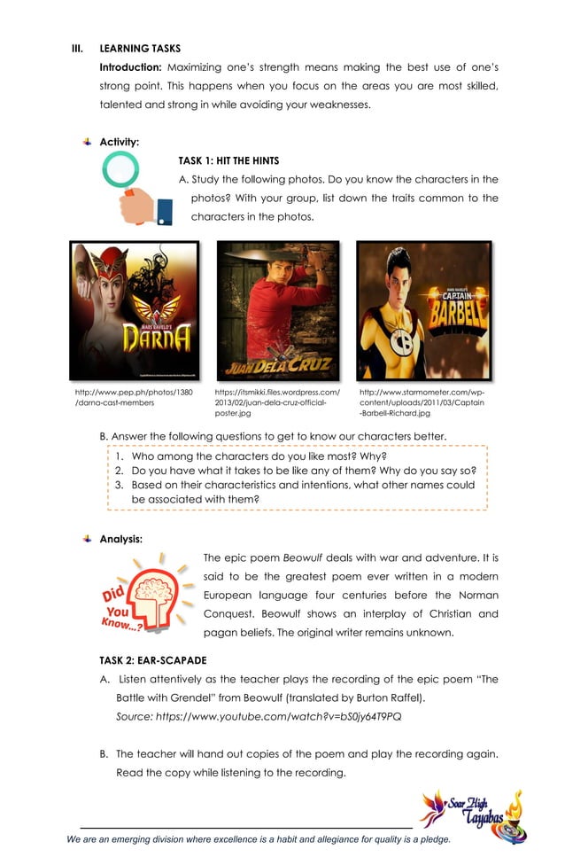 G9 english lesson exemplar 1st quarter | PDF