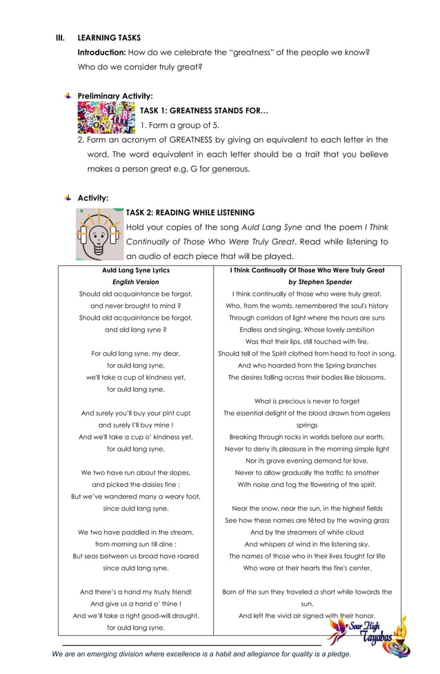 Grade 9 english lesson exemplar 2nd quarter | PDF