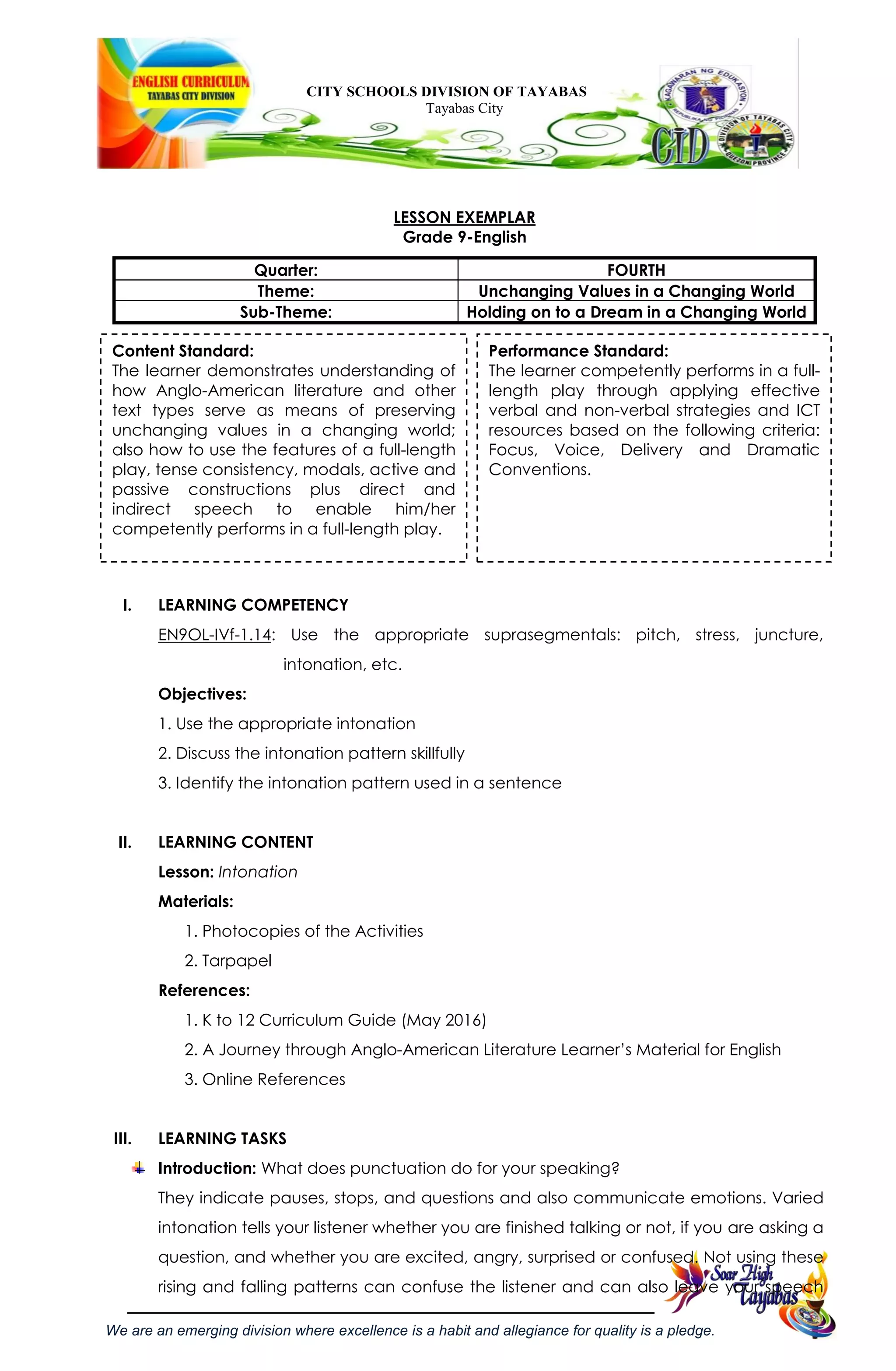 Grade 9 english lesson exemplar 4th quarter | PDF