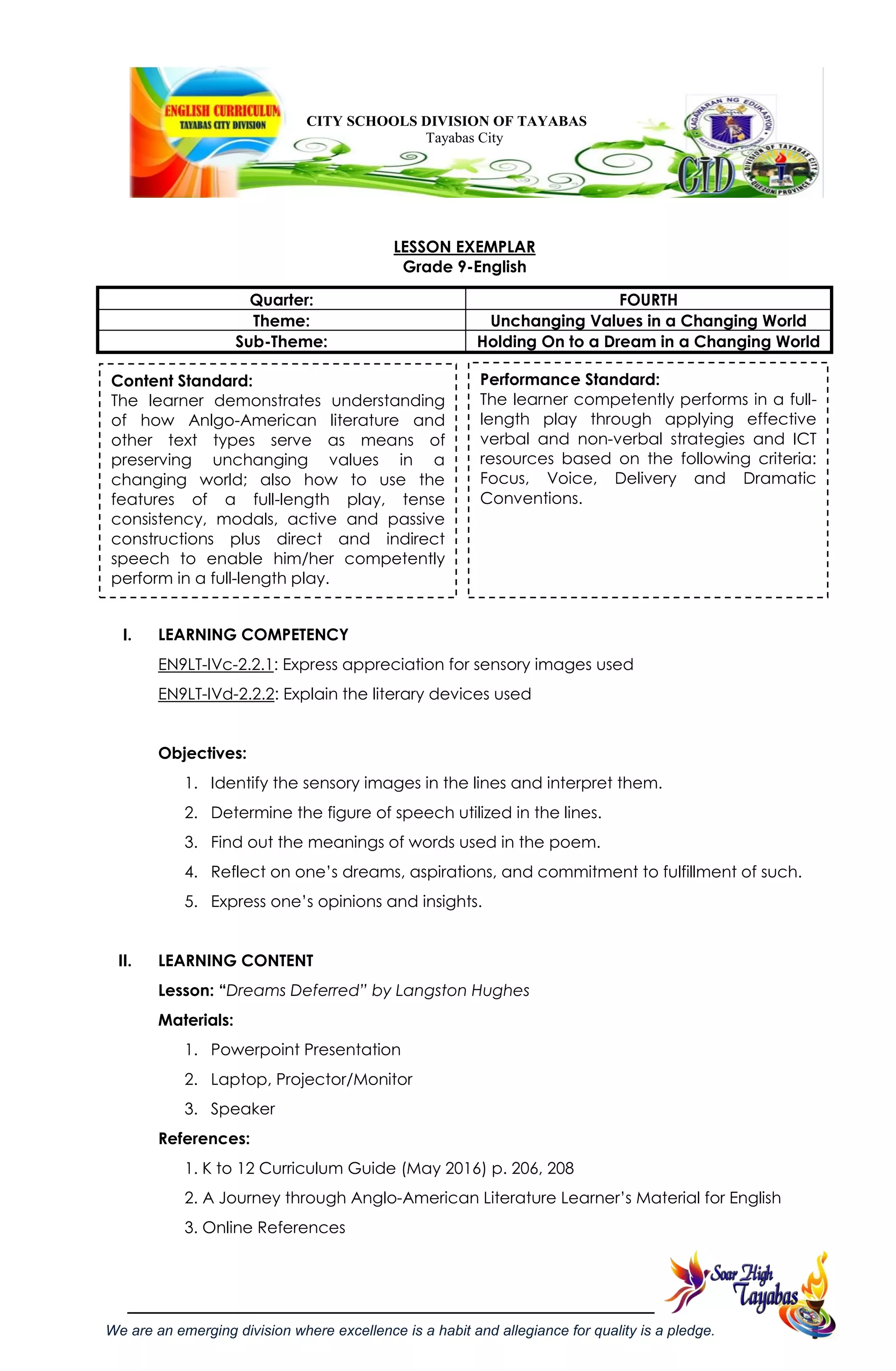 Grade 9 english lesson exemplar 4th quarter | PDF | Musical Instruments ...