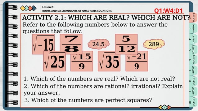 G9M W4 -Discriminant Nature Sum and Product of the roots - emma esther ...