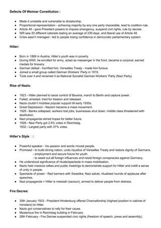 G9_Nazism and the Rise of Hitler Notes NCERT History | PDF