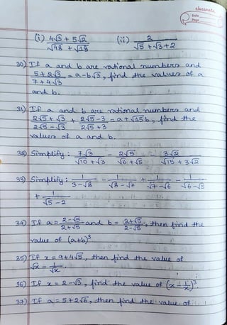 CBSE Grade 9 Mathematics Number Systems Worksheet (MLA) | PDF