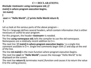C++ Unit 1PPT which contains the Introduction and basic o C++ with OOOps concepts | PPT