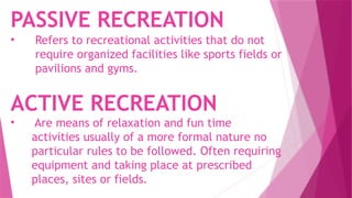 Active Recreation: Nature and Background of Indoor and Outdoor ...