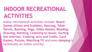 Active Recreation: Nature and Background of Indoor and Outdoor ...
