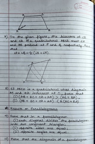 CBSE Grade 9 Mathematics Quadrilaterals Worksheet (RSA) | PDF