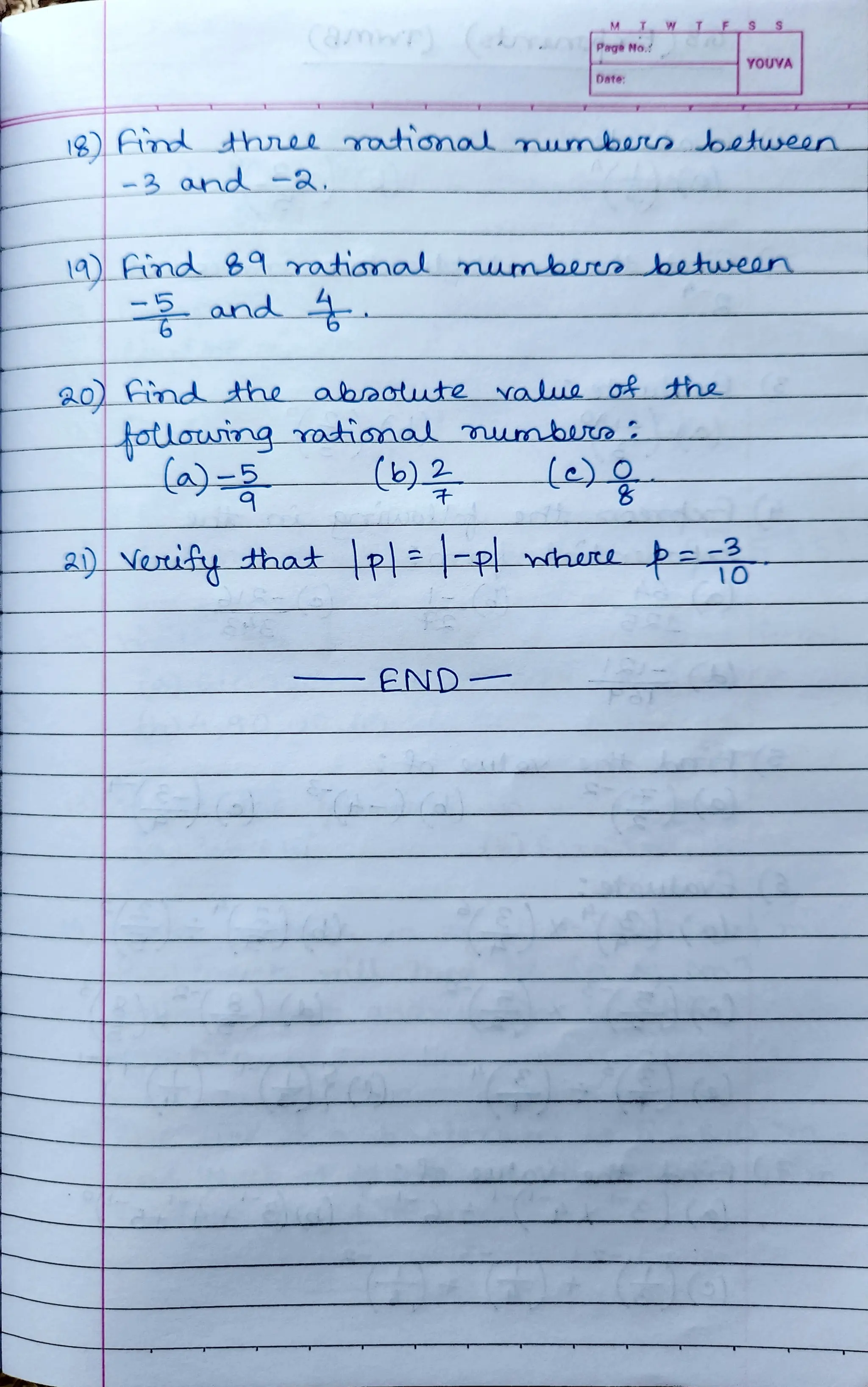 CBSE - Grade 8 - Mathematics - Rational Numbers - Worksheet (TWMB) | PDF