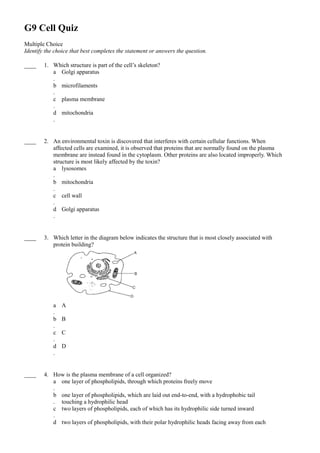 G9 structures of the cell mc quiz | RTF