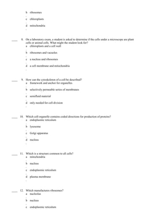 G9 structures of the cell mc quiz | RTF