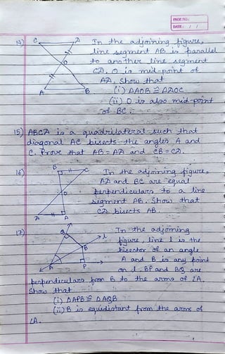 CBSE Grade 9 Mathematics Triangles Worksheet (MLA) | PDF