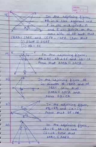 CBSE Grade 9 Mathematics Triangles Worksheet (MLA) | PDF