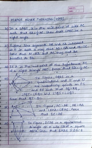 CBSE Grade 9 Mathematics Triangles Worksheet (RDS) | PDF