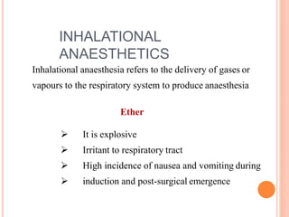 General anaesthetics | PPTX | Lung and Respiratory Health | Diseases ...