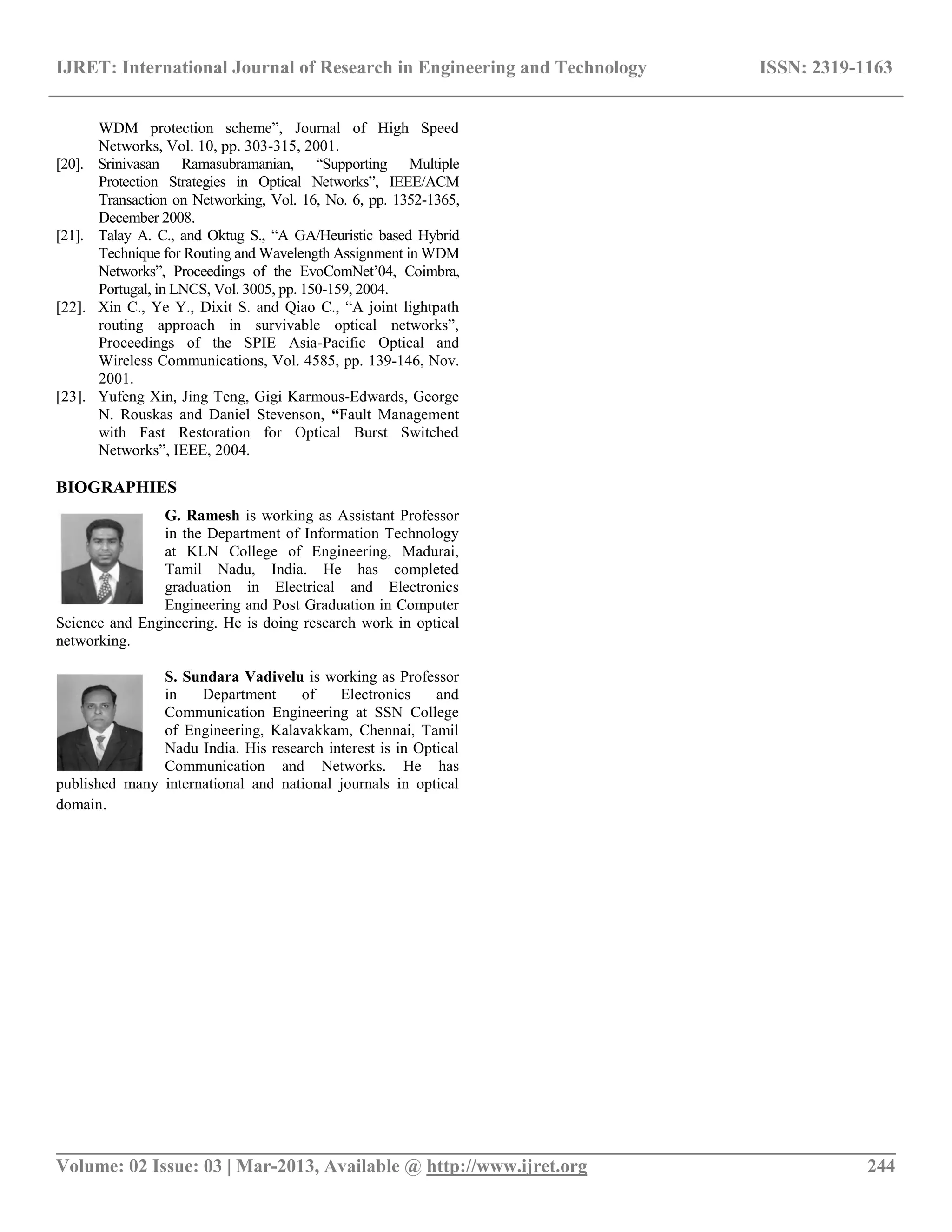 Ga based dynamic routing in wdm optical networks | PDF