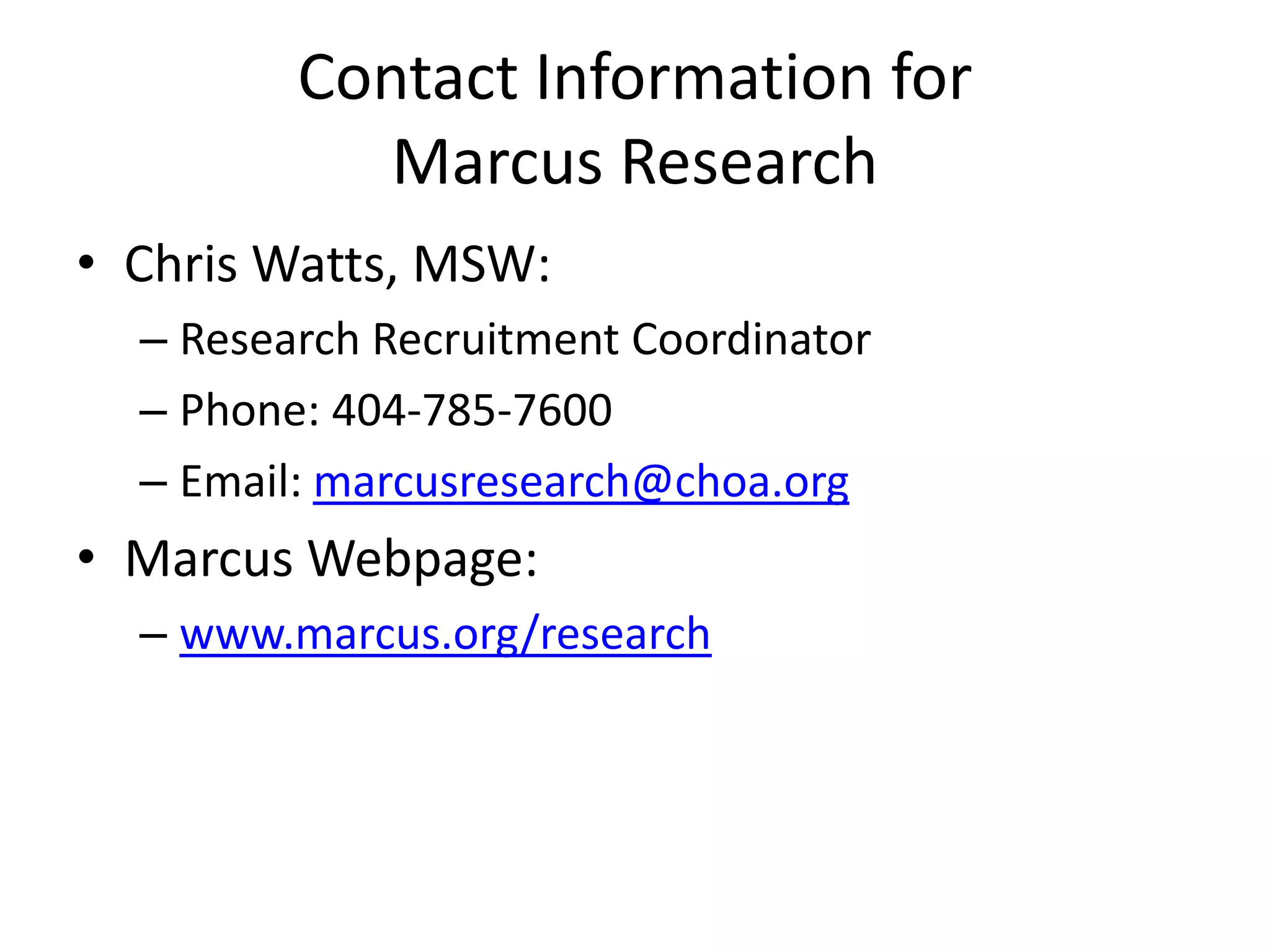 The Marcus Autism Center: Translating Science into Clinical Practice ...