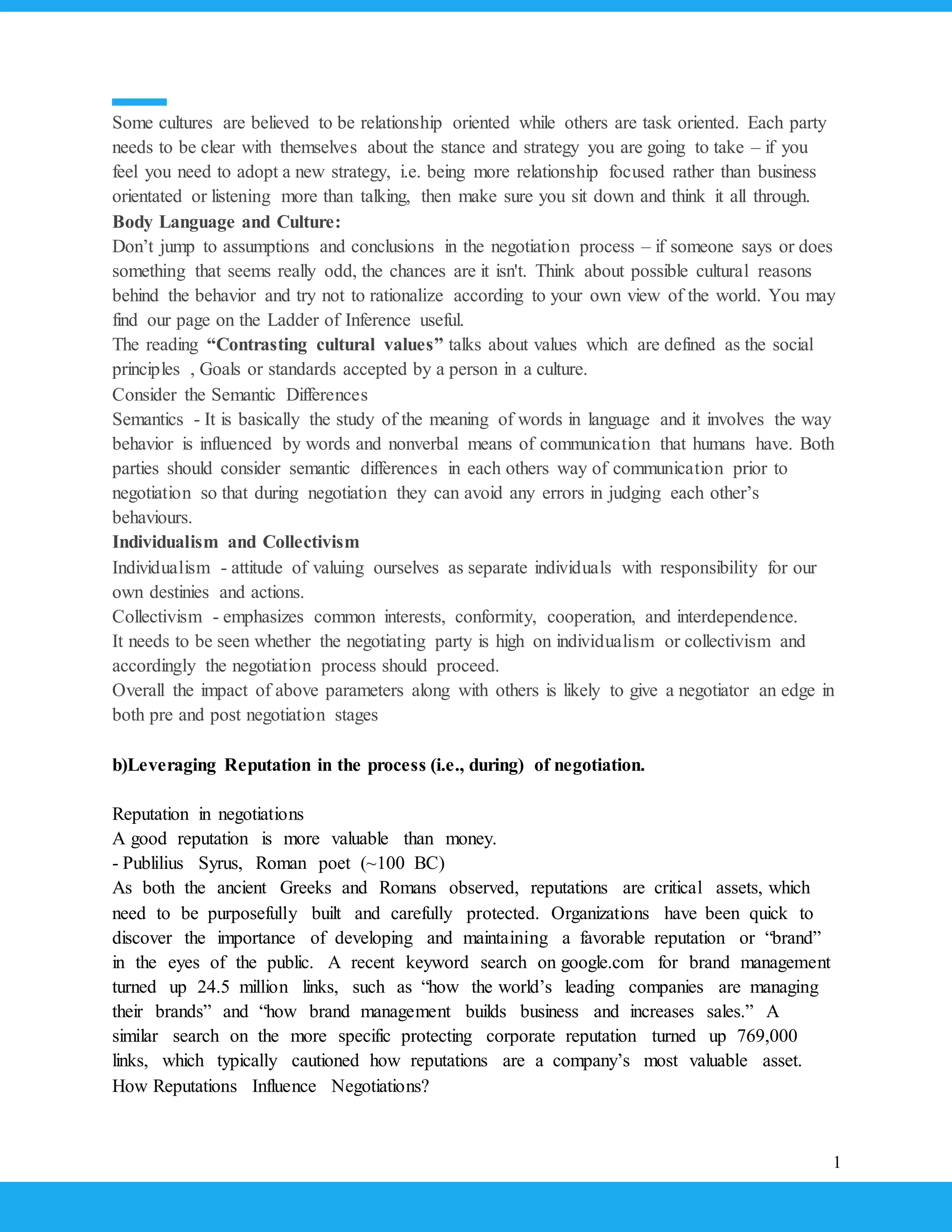 Negotiation skills assignment | DOCX