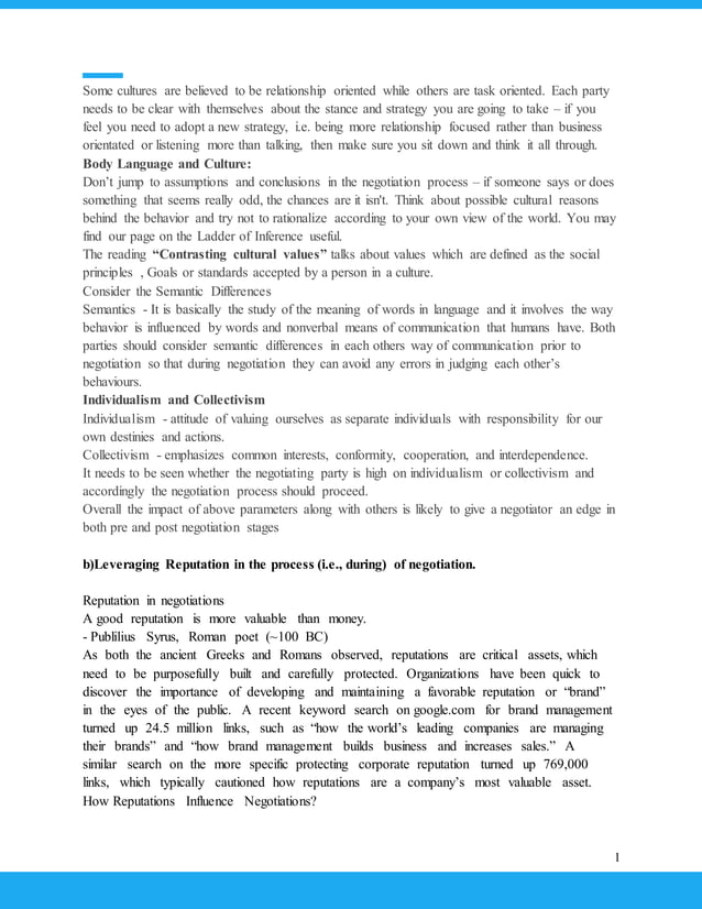 Negotiation skills assignment | DOCX