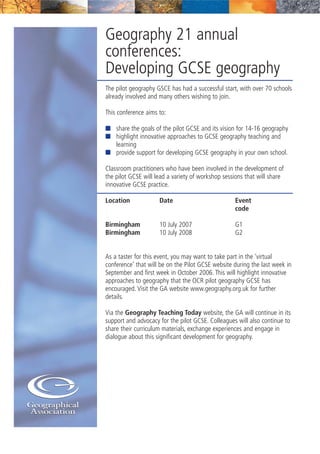 GA Action Plan for Geography Events Booklet | PDF | Education industry ...