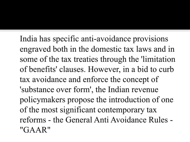 Gaar – general anti – avoidance rules gbr | PPTX