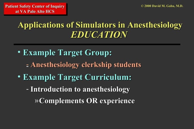 Application of simulation in anesthesia Application of simulation in ...