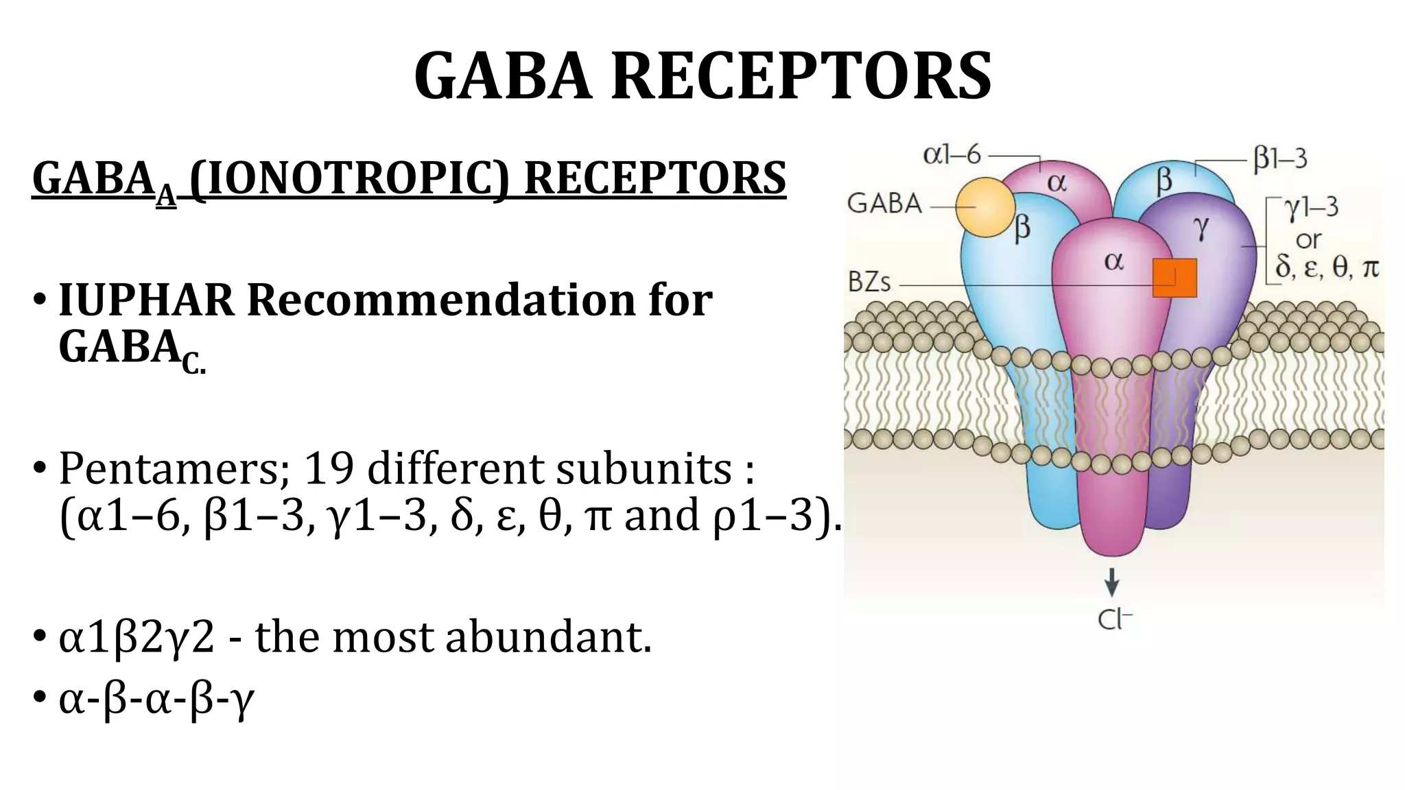 GABA, glutamate receptors and their modulation | PPTX