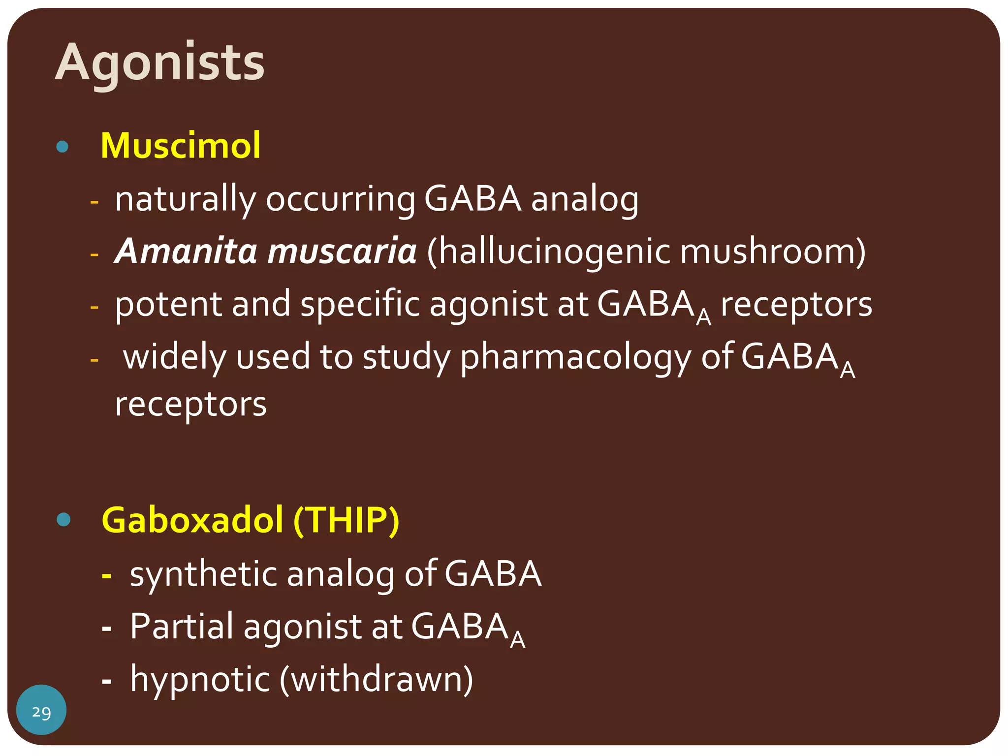 Gaba receptors & drugs acting on them | PPTX