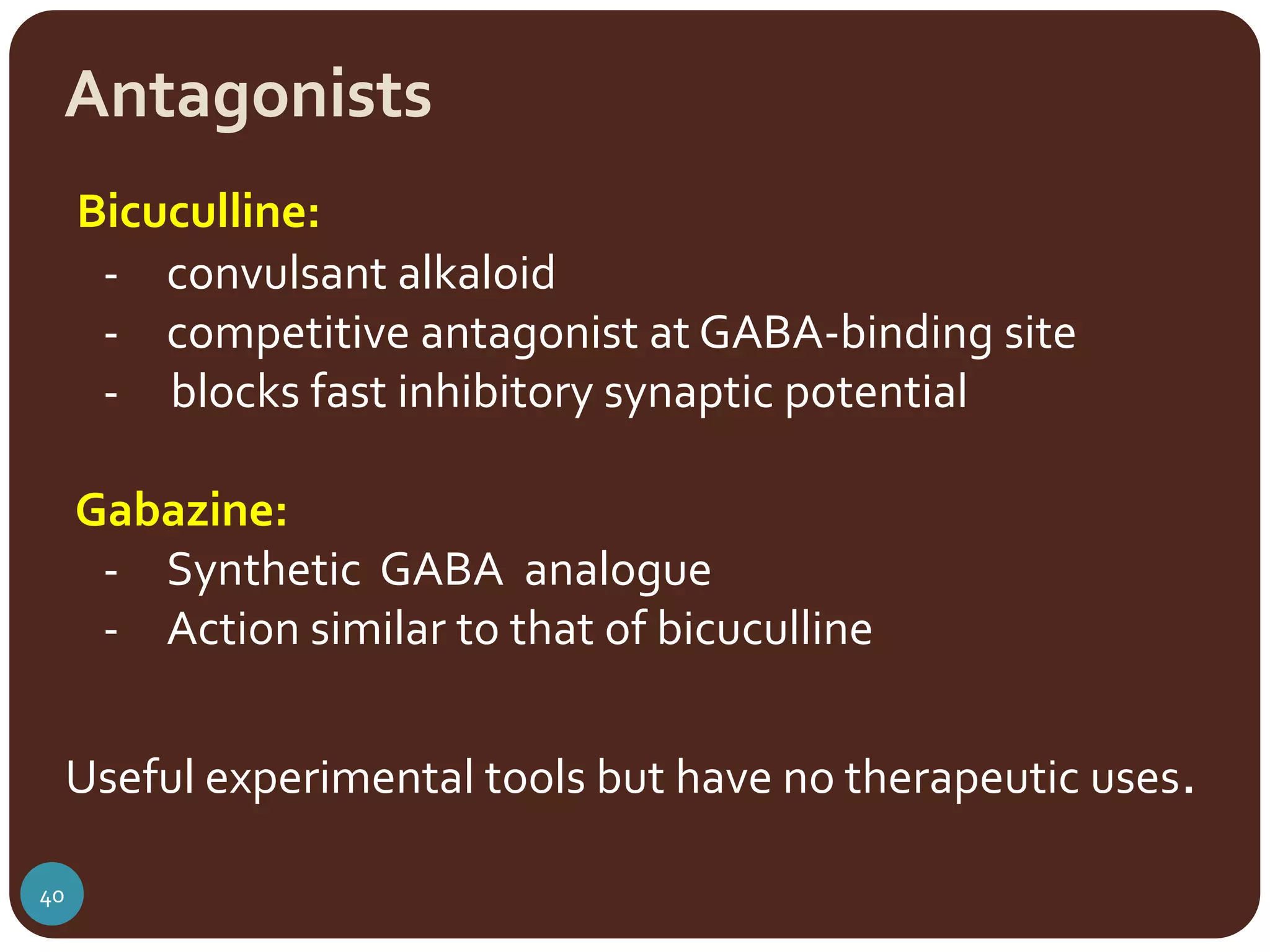 Gaba receptors & drugs acting on them | PPTX