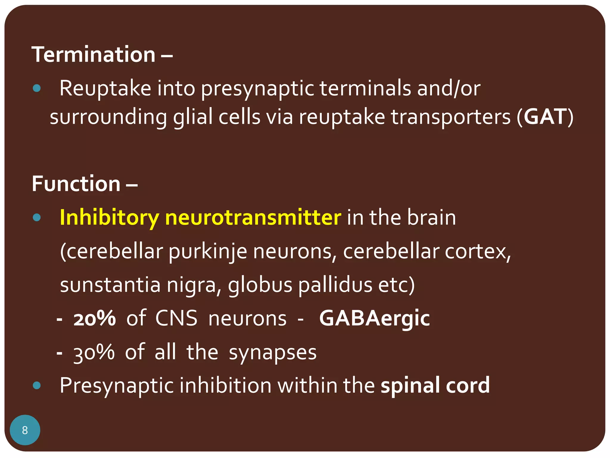 Gaba receptors & drugs acting on them | PPTX