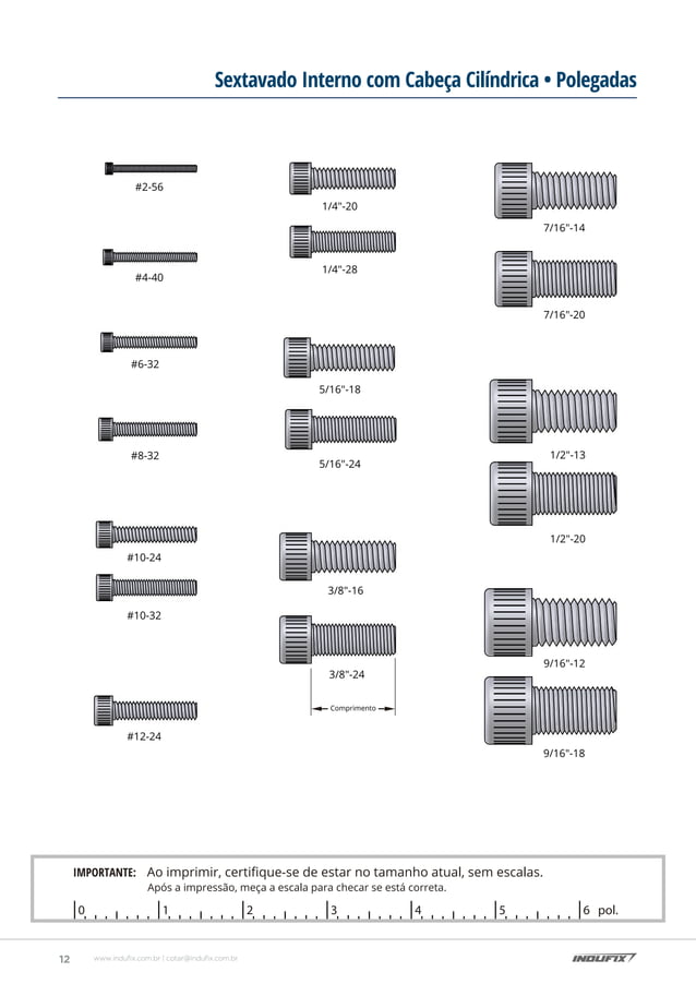 Gabaritos para Imprimir - Tamanho Real de Parafusos, Porcas e Arruelas